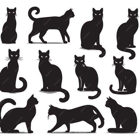 Silhueta De Gato Desenhada à Mão De Vetor Livre Dentro De Fundo Branco
