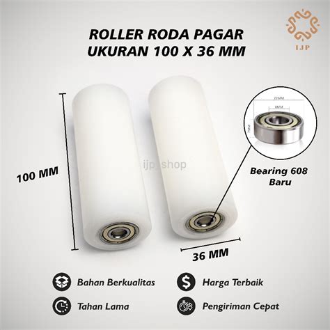 Jual Roller Roda Nylon Roller Ukuran 36 Mm Panjang 100 Mm Pintu Pagar