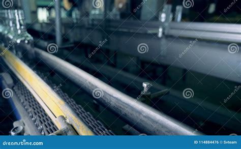 Empty Bottles Move On Two Assembly Lines Close Up Stock Footage