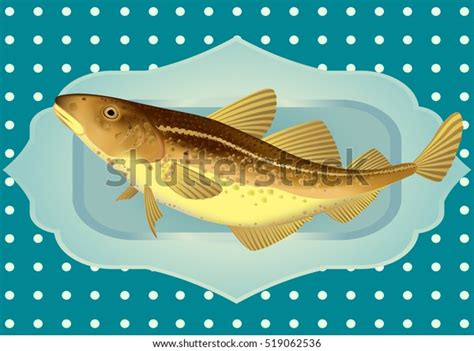 Fried Cod On Platter Decoration Restaurant Stock Vector Royalty Free