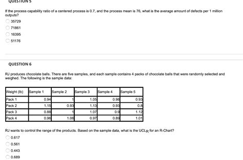 Solved QUESTION If The Process Capability Ratio Of A Chegg