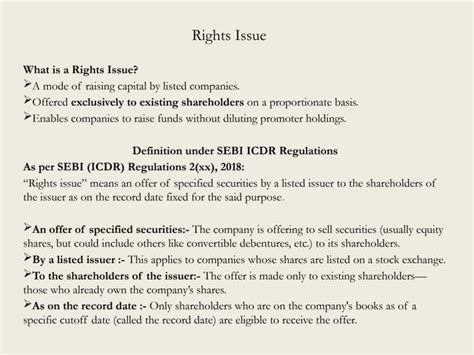 Presentation On Rights Issue Explanation Pptx