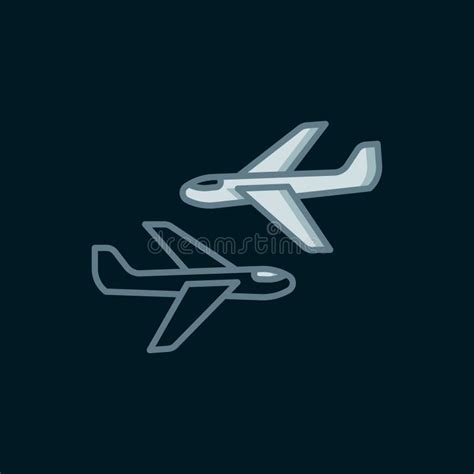 Line Plane Icon Isolated On Black Background Flying Airplane Icon Airliner Sign Stock