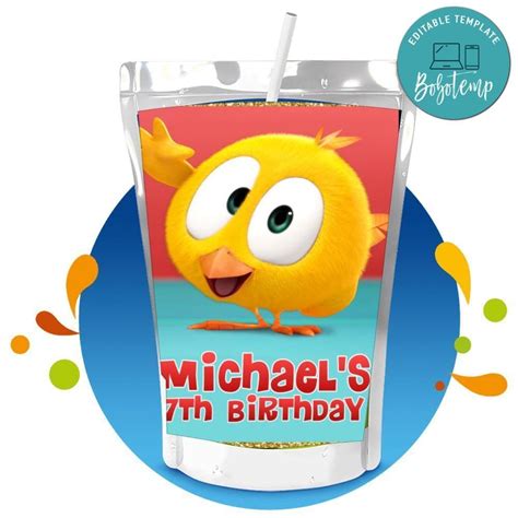 Pollito Chicky Capri Sun Birthday Digital File Printable Bobotemp