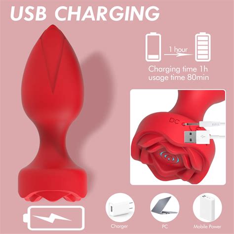 Rose Anal Plug Sex Toy Vibrator For Women Butt Plug With 10 Vibration