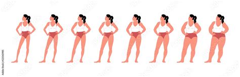 Bmi Concept Female Body Mass Index Vector Illustration Womens Silhouettes With Different