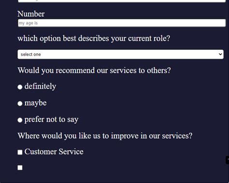 Survey Form Build A Survey Form Html Css The Freecodecamp Forum