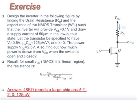 Solved Exercise Design The Inverter In The Following Figure Chegg Com