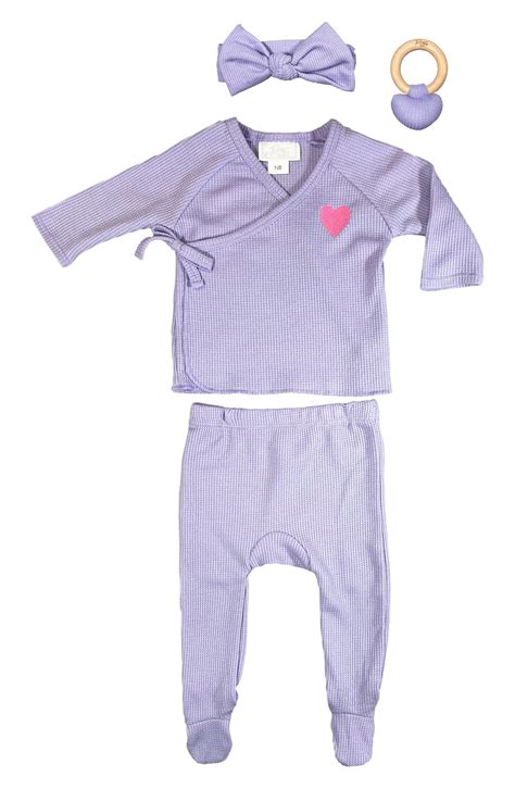 Toby Waffle Knit Top Footed Pants Headband And Teether Set Nordstromrack