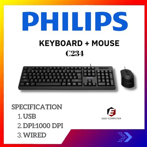 Philips Keyboard And Mouse Combo Set For Pc Computer Office Usb Wired Keyboards And Mice Spt6234
