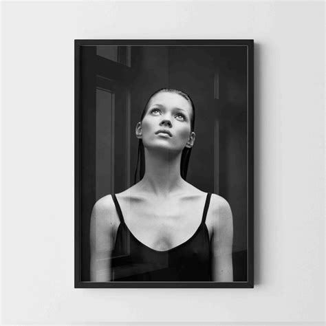 Kate Moss Portrait Print Black And White Fashion Photography