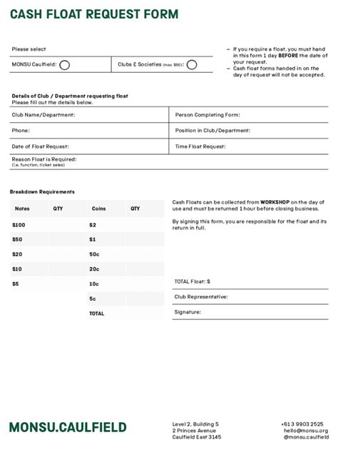 Cash Float Form Fill Out And Sign Online Dochub