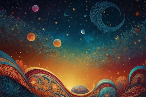 Decorative Patterns With Celestial Theme Premium Ai Generated Image