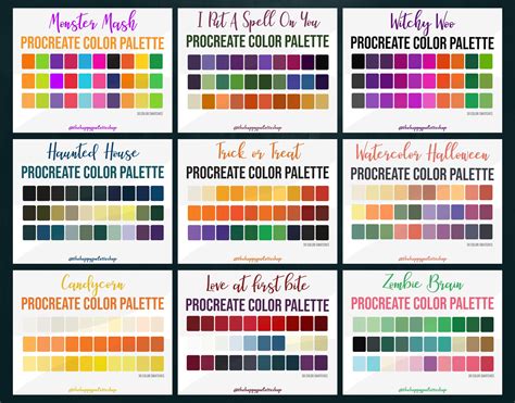 Halloween Procreate Color Palette Bundle Digital Art And Ipad Lettering Vampire Color Palette