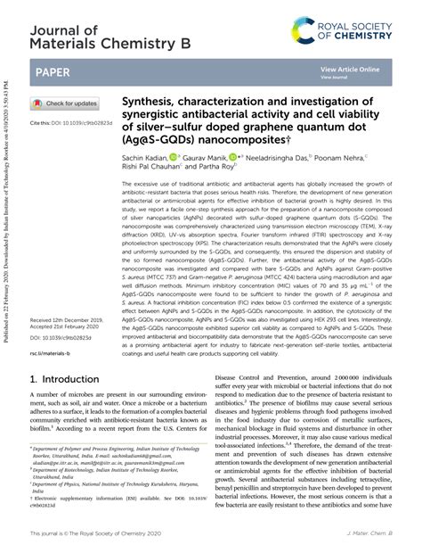 (PDF) Synthesis, characterization and investigation of synergistic antibacterial activity and ...