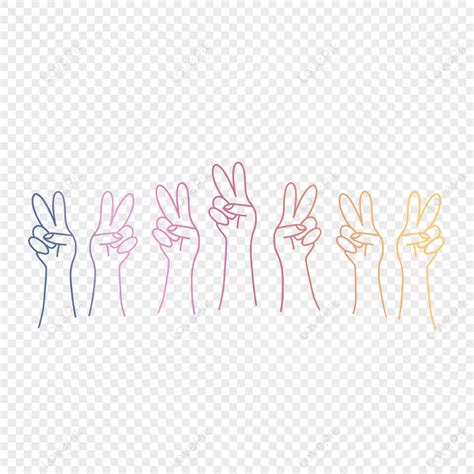 컬러 라인 제스처 드로잉 비즈니스 협력 물감 일러스트 사람 손평화색깔 Png 일러스트 무료 다운로드 Lovepik
