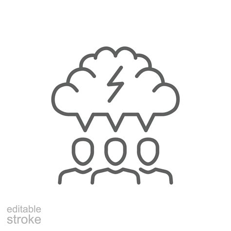 Group Brainstorming Icon Simple Outline Style Brainstorm Brain Storm Bolt Lightning Mind