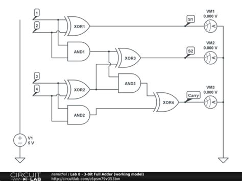 Lab 8 3 Bit Full Adder Working Model CircuitLab Lab 8 3 Bit Full Adder Working Model CircuitLab