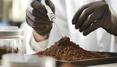 Scientist Pulverizing And Sieving Soil Samples At Table Closeup