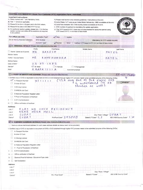 Ckyc Form Sample 1 Pdf