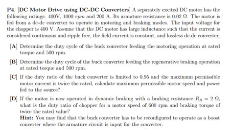 Solved P DC Motor Drive Using DC DC Converters A Chegg