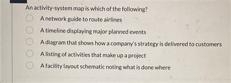Solved An Activity System Map Is Which Of The Followinga