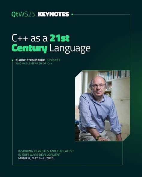 Bjarne Stroustrup Will Take The Qt World Summit 2025 Main Stage On May 7th To Share How C Has