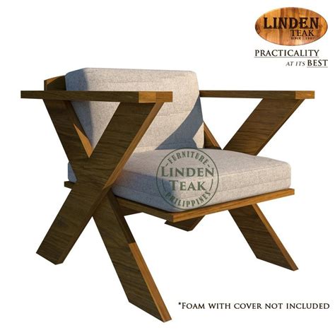 Solid Teak Wood Cross Slotted Sofa 1 Seater Furniture Furniture And Home