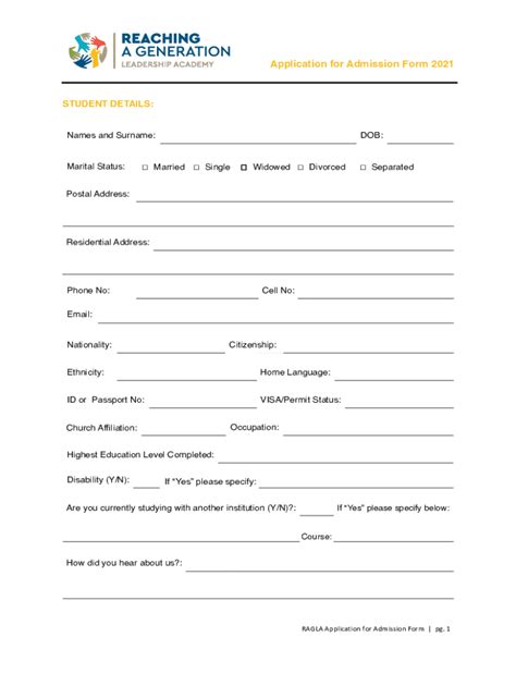 Fillable Online Ragla Application For Admission Form Qcto Fax Email Print Pdffiller