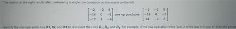 Solved The Matrix On The Right Results After Performing A