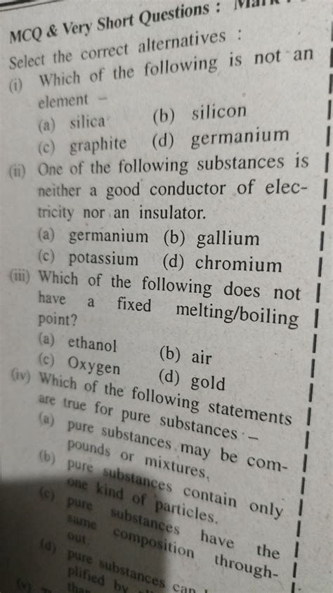 MCQ \& Very Short Questions :Select the correct alternatives :(i) Which..