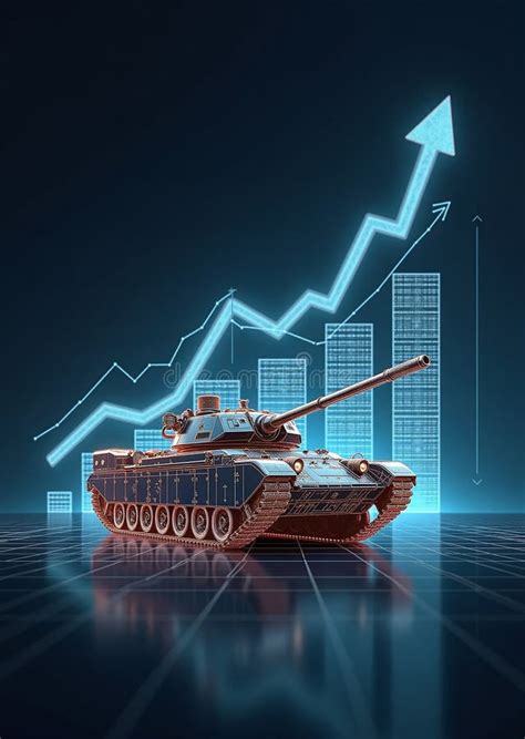 A Tank Beside An Upward Trending Chart With An Arrow Symbolizing