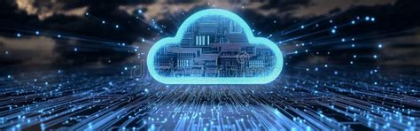 Cloud Computing Network With Multiple Devices And Digital Circuits Representing Data Transfer
