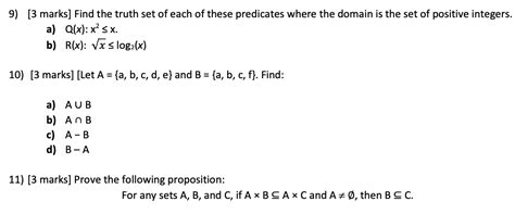 Solved 9 [3 Marks] Find The Truth Set Of Each Of These