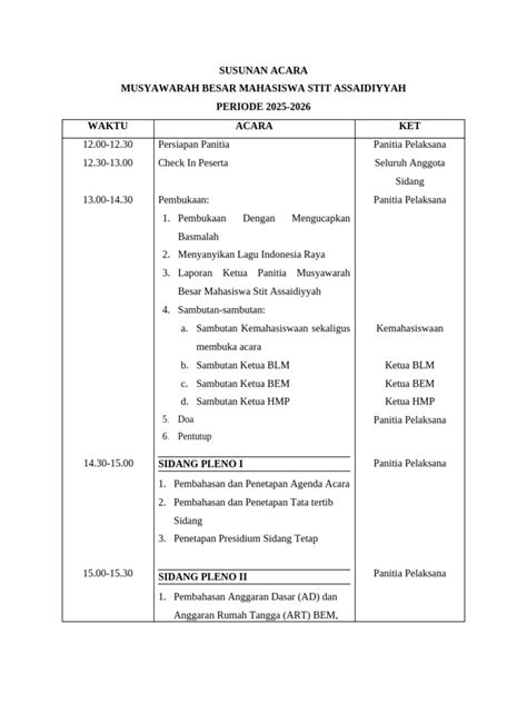Susunan Acara Mubes Pdf