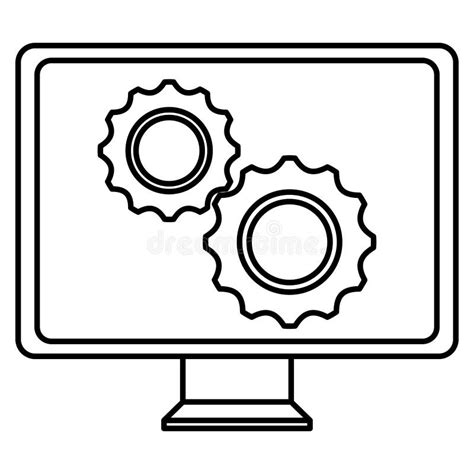 Monitor Computer With Gears Stock Illustration Illustration Of Digital Display 146257356