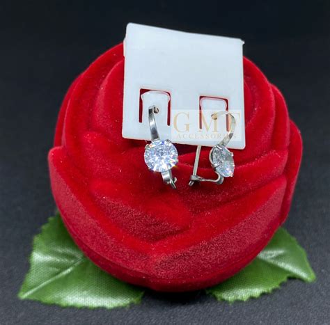 Anting Monel Permata Satu Diamond Bentuk Bulat Anting Baja Putih Anti