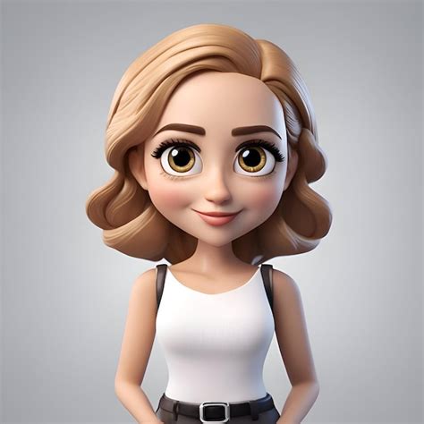 Süßes Mädchen Mit Blonden Haaren Und Blauen Augen 3d Rendering