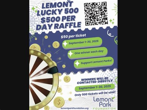 Lemont Lucky 500 Raffle To Benefit Lemont Park Foundations Parks And
