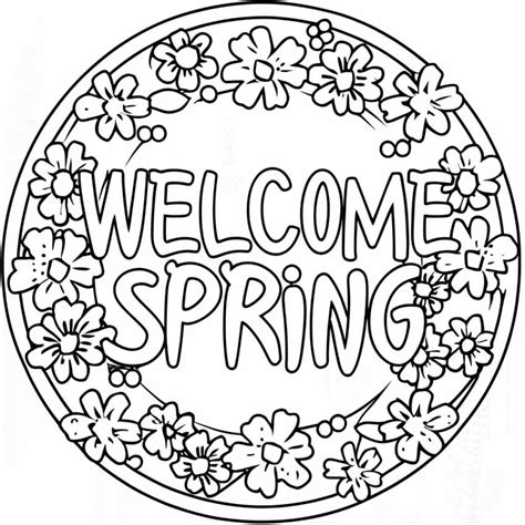 Welcome Spring With Flowers Coloring Page Download Print Or Color
