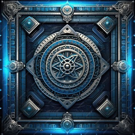 Premium Ai Image Blue Zodiac Tarot Compass Elemental Illustration Art Tattoo Design Metal