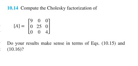 Solved 1014 Compute The Cholesky Factorization Of