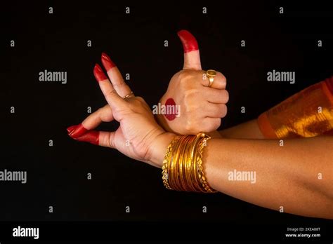Indian Classical Dance Hand Mudras Or Gestures Demonstrated By Female