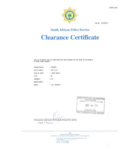 Clearance Certificate