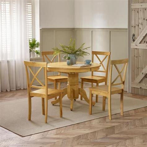 Padstow Oak Effect Wooden Extending Dining Table And 4 Millford Chairs By