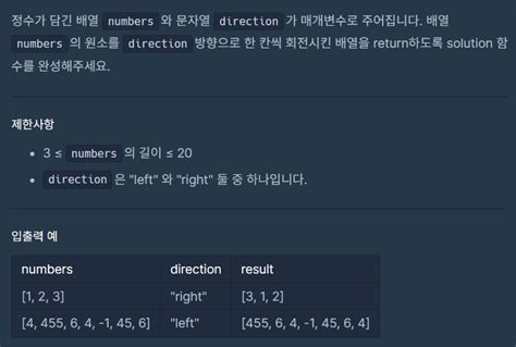 프로그래머스level 0 🌌 배열 회전 시키기