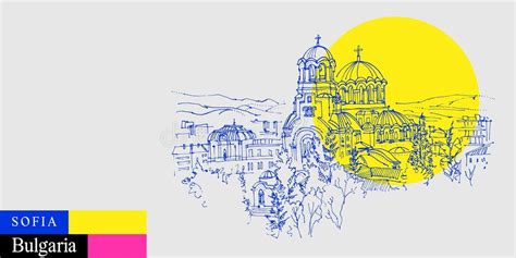 Vector Sofia Bulgaria Postcard St Alexander Nevsky Cathedral