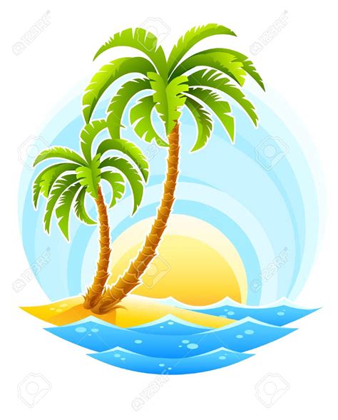 Palm Tree Beach Clip Art