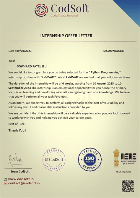 Codsoft Internship Pythonprogramming Sowhard B J
