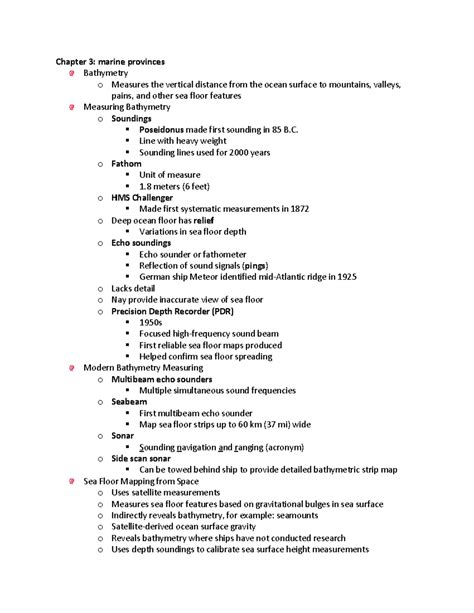 Oceanography Lecture 3 Chapter 3 Marine Provinces Bathymetry O